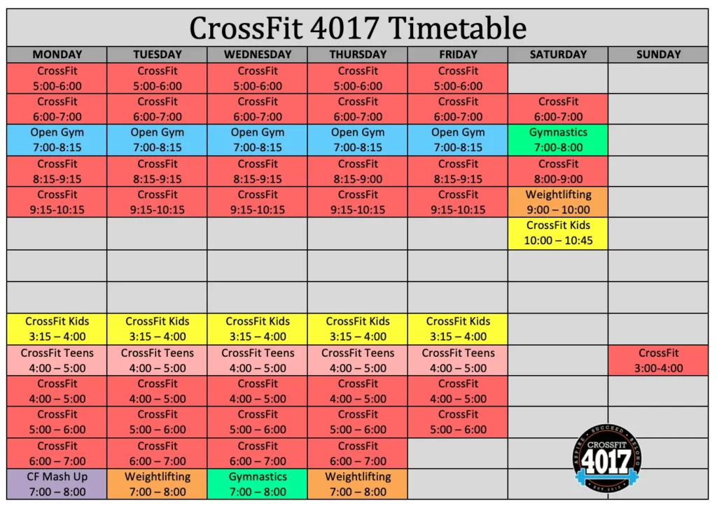 Schedule – Crossfit 4017